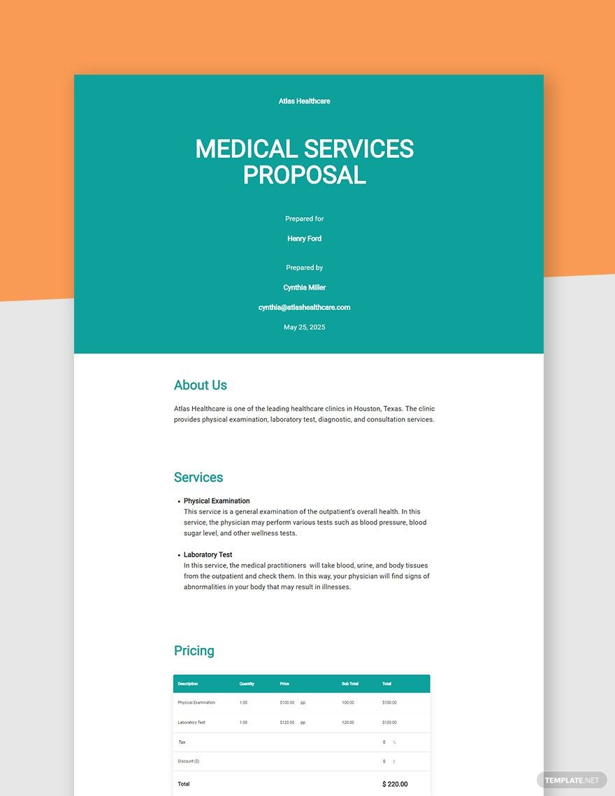 Medical Proposal Template Google Docs Word Apple Pages Template