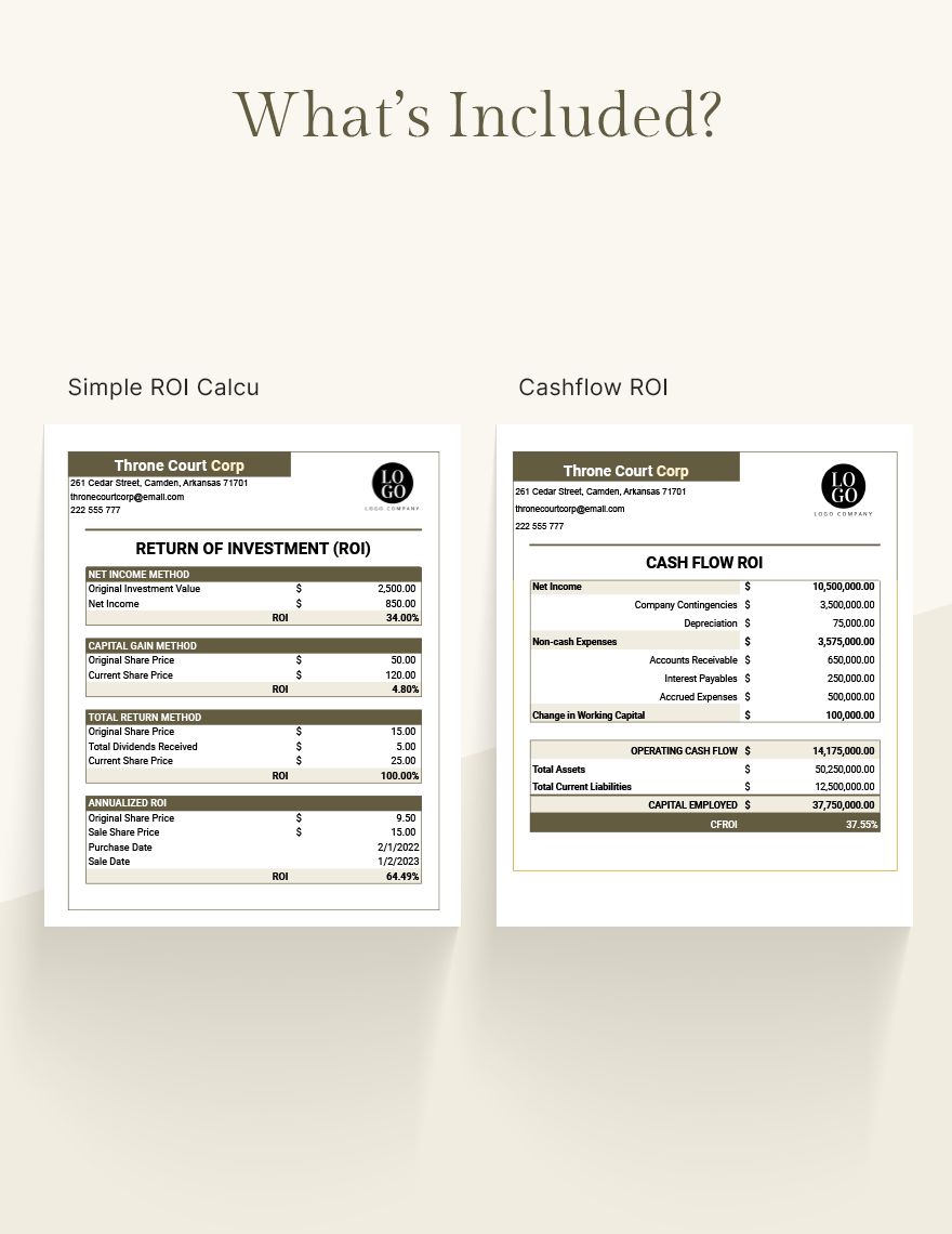 Return On Investment (ROI) Analysis Template - Google Sheets, Excel | Template.net