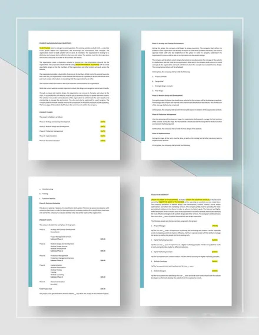 Website Proposal Template in MS Word, Pages, GDocsLink - Download