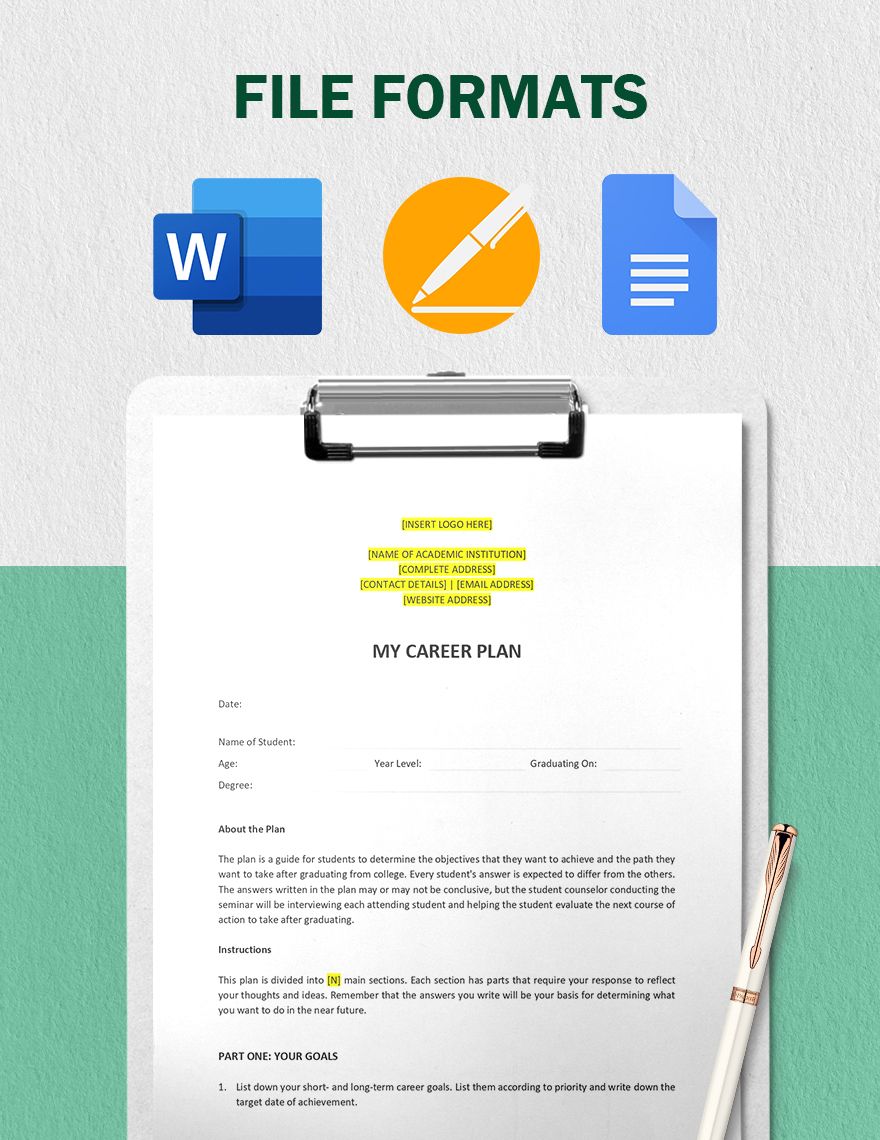 Career Plan Template - Google Docs, Word, Apple Pages | Template.net