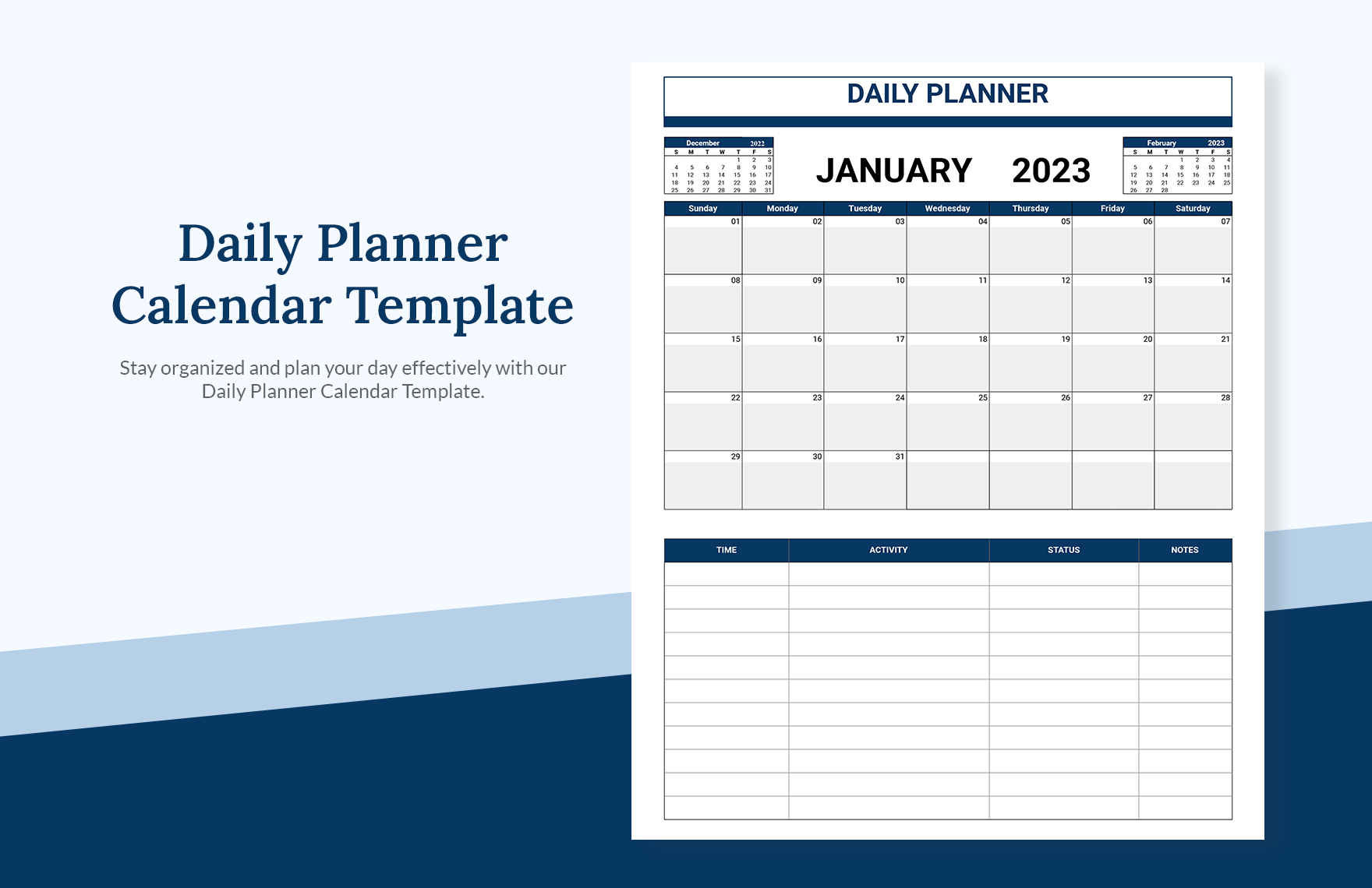 Daily Planner Calendar Template Download In Excel Google Sheets 