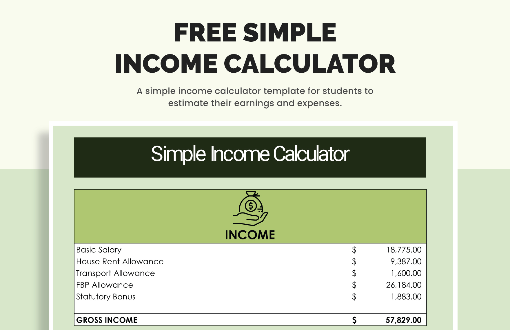 Simple Income Calculator In Excel Google Sheets Download Template Simple Income Calculator In Excel Google Sheets Download Template