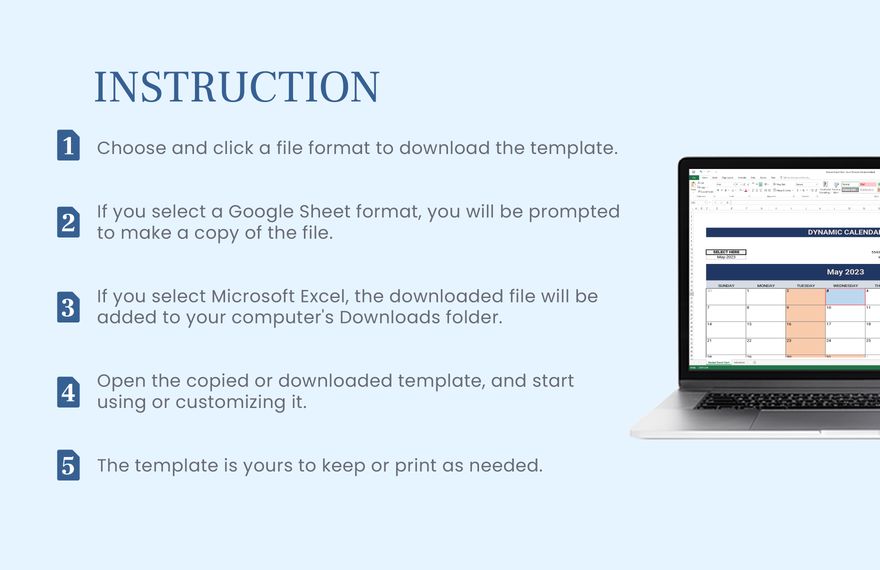 Dynamic Calendar Template - Download in Excel, Google Sheets | Template.net