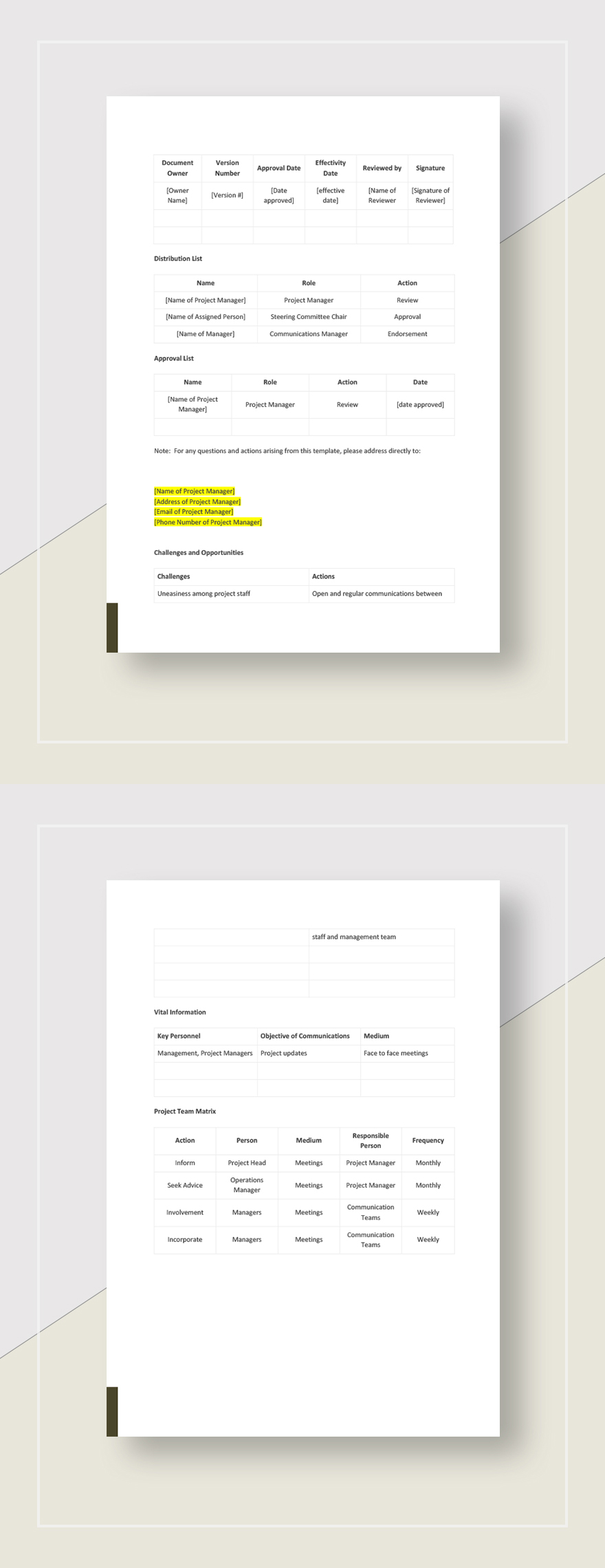 Project Management Communication Plan Template - Google Docs, Word 