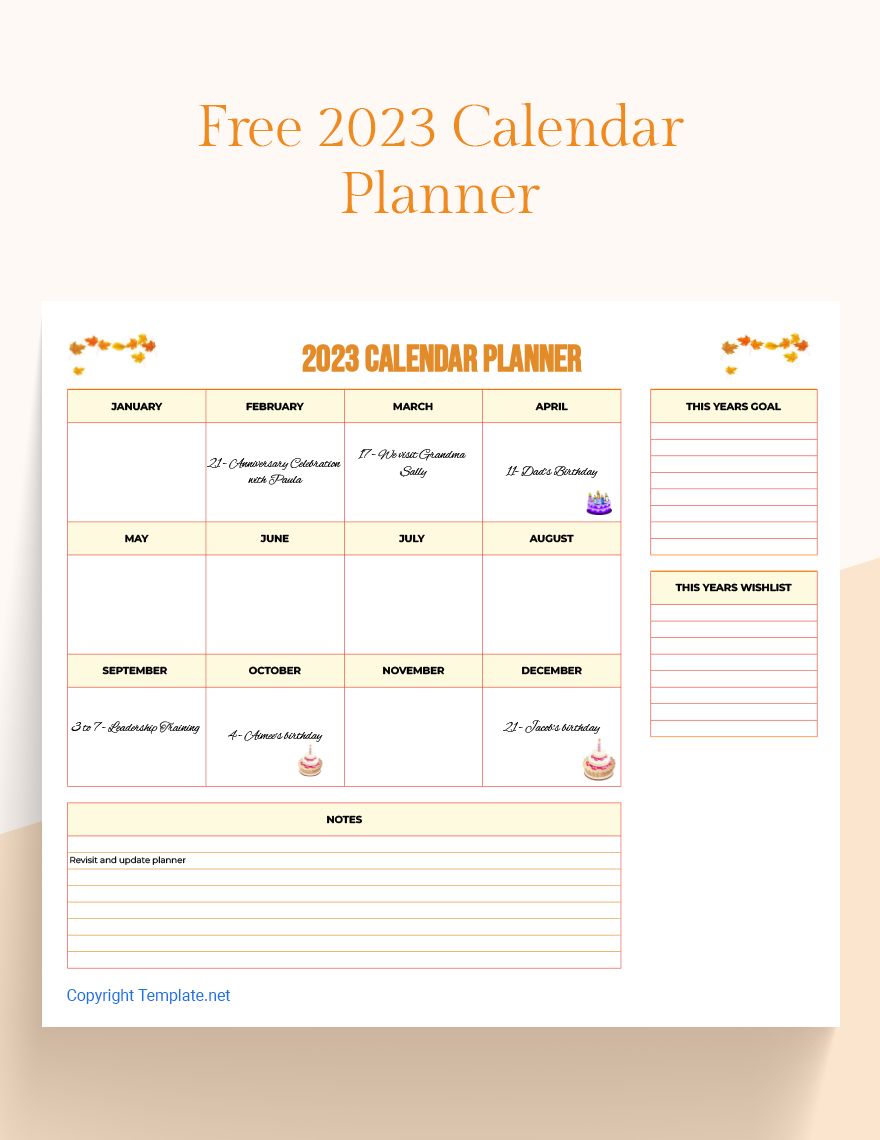 2023 Calendar Planner In Excel Google Sheets Download Template 2023 Calendar Planner In Excel Google Sheets Download Template