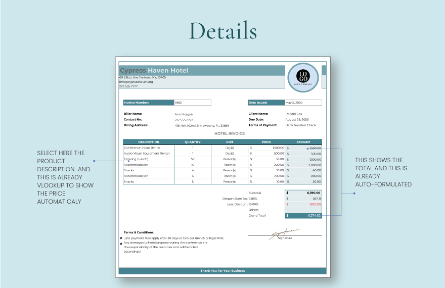Hotel Bill Format Template Download In Excel Google Sheets