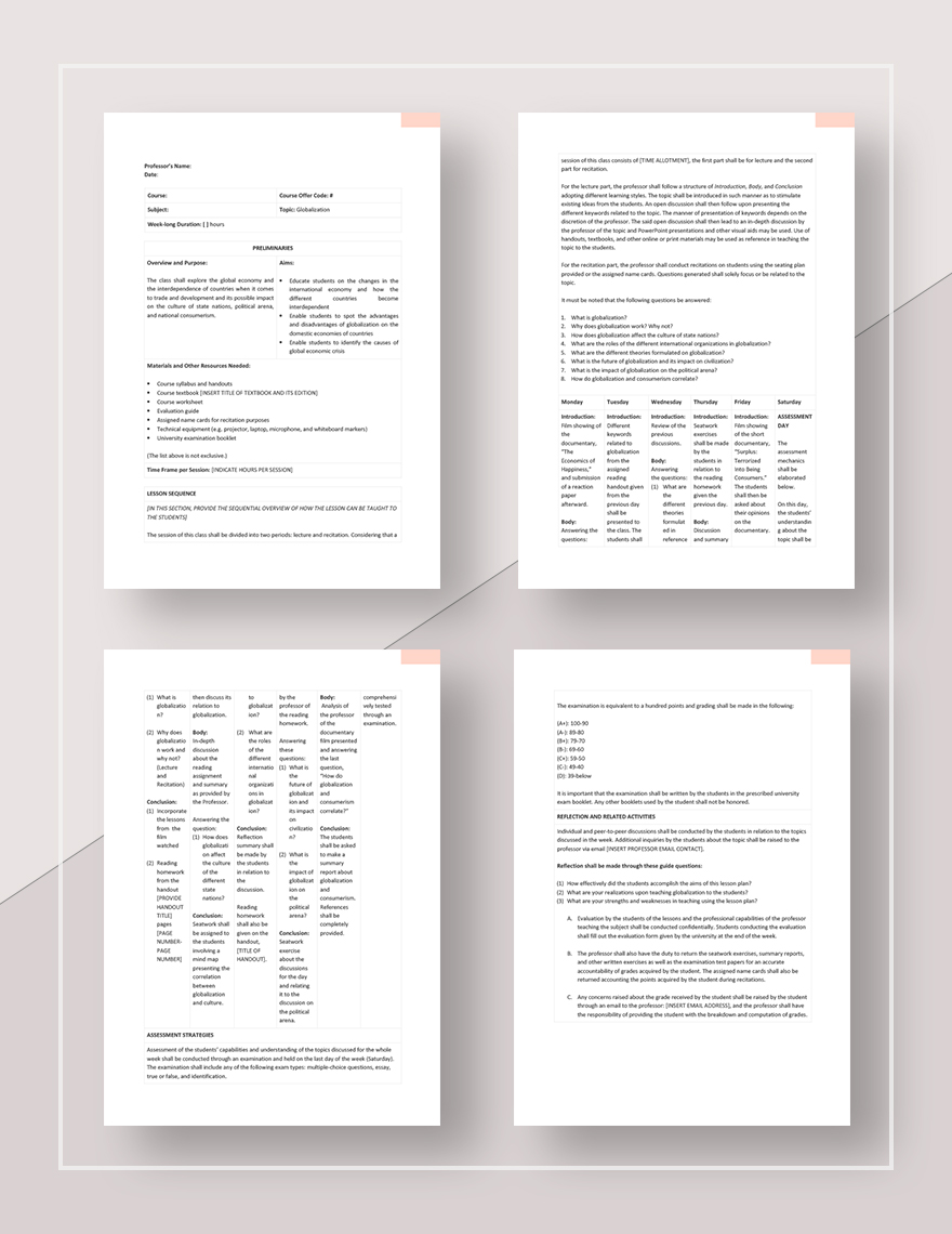 Weekly Lesson Plan Template - Download in Word, Google Docs | Template.net
