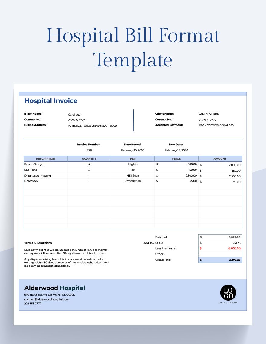 Hotel Bill Format Template Google Sheets Excel Template