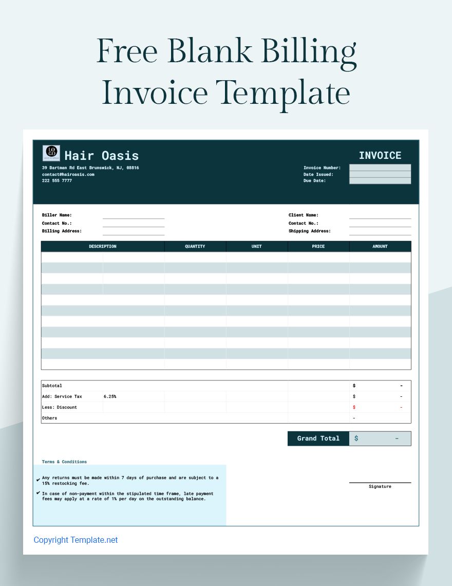 Free Blank Billing Invoice Template Google Sheets Excel Template Free Blank Billing Invoice Template Google Sheets Excel Template
