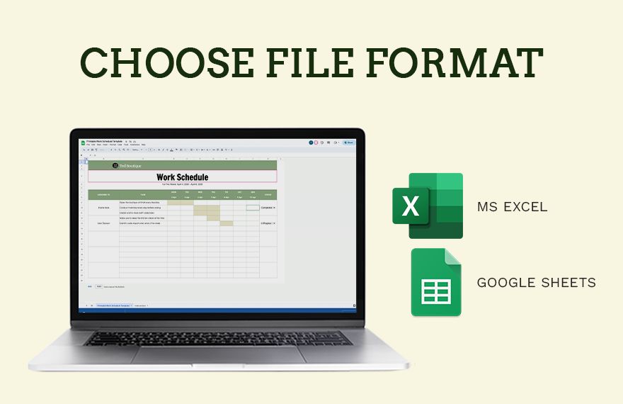 Printable Work Schedule Template in Excel, Google Sheets - Download ...