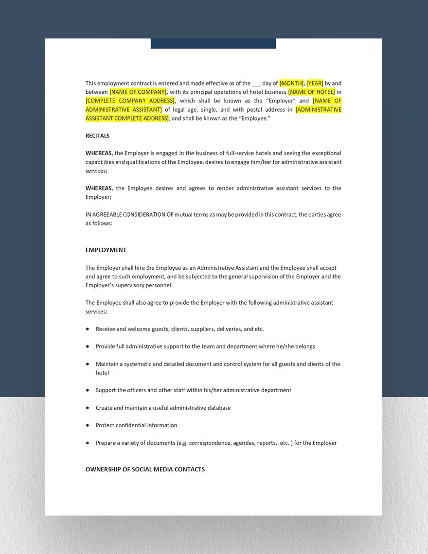 Employee Contract Template - Google Docs, Word, Apple Pages | Template.net