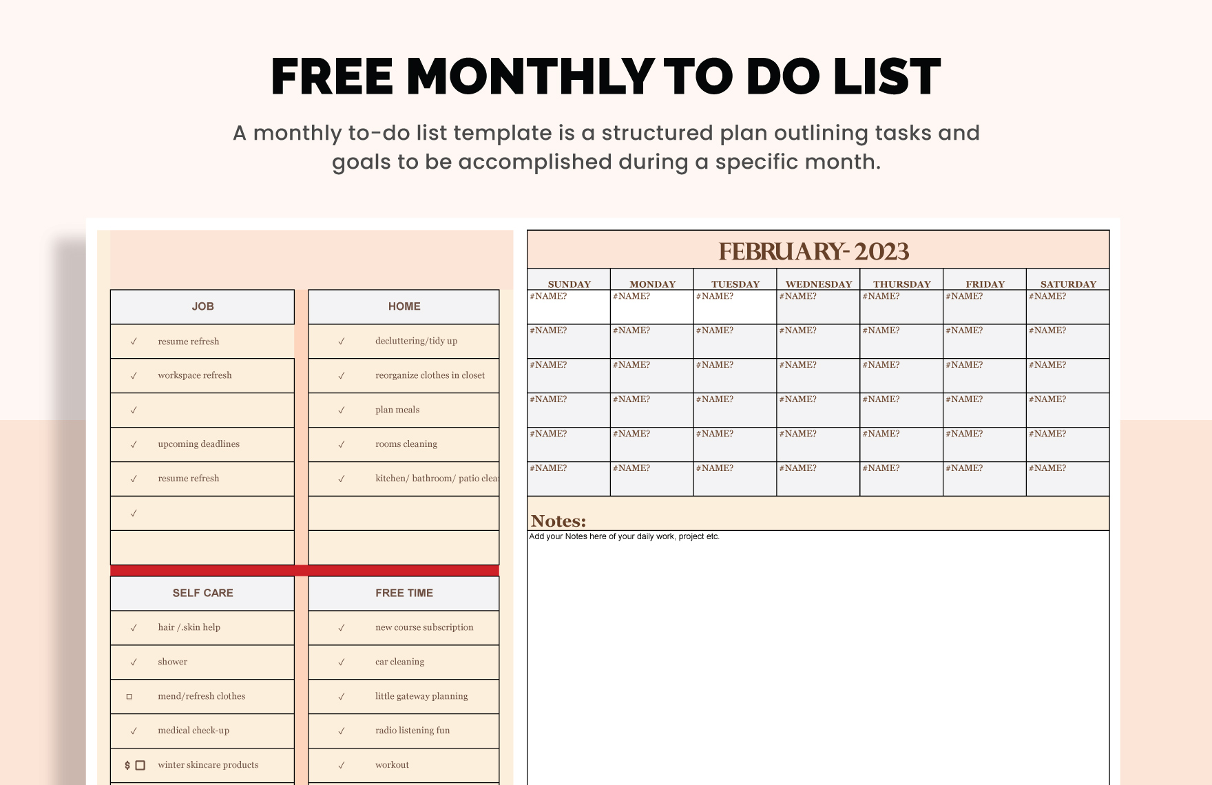 Free Monthly To Do List Download In Excel Google Sheets Template
