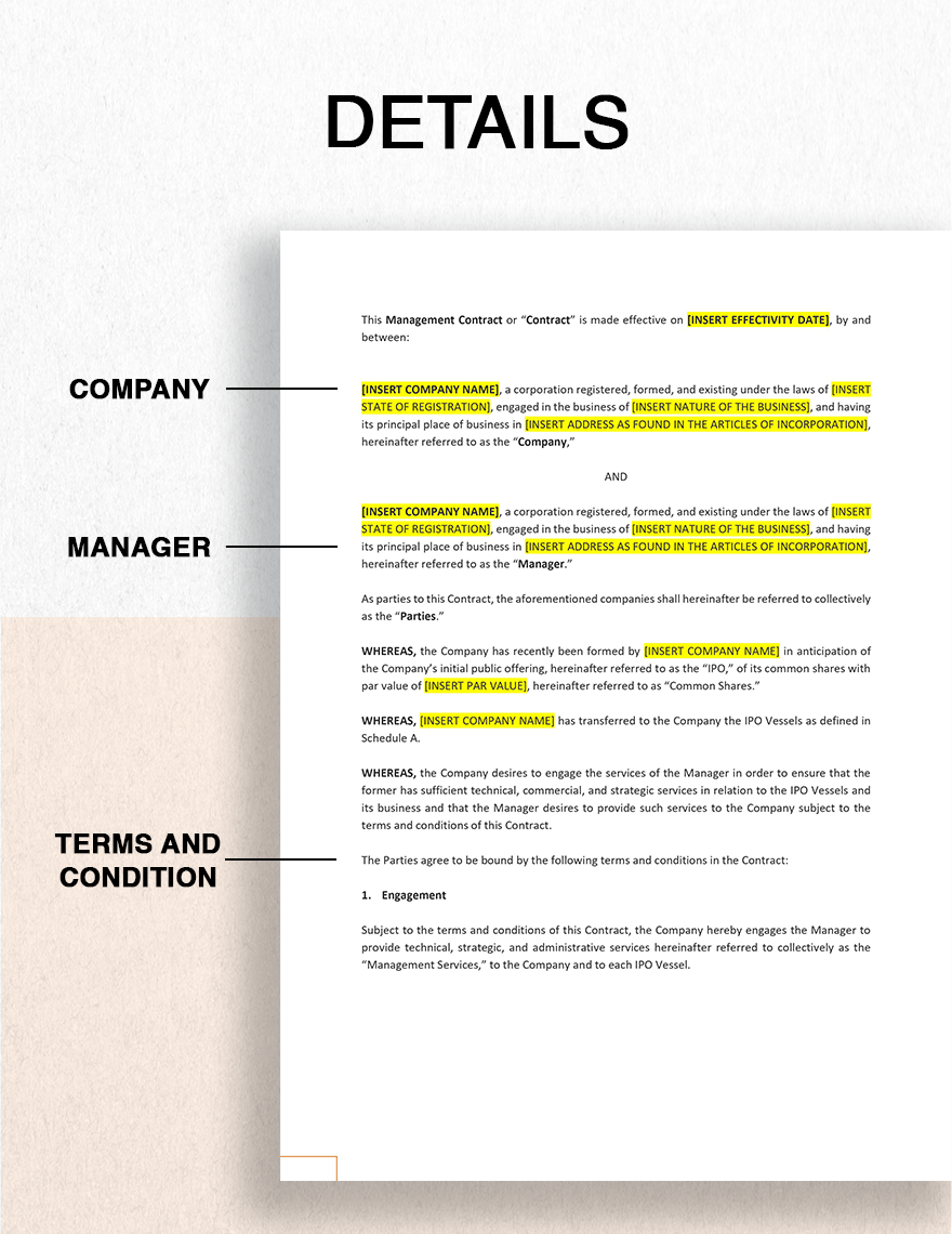 Management Contract Template - Google Docs, Word, Apple Pages ...