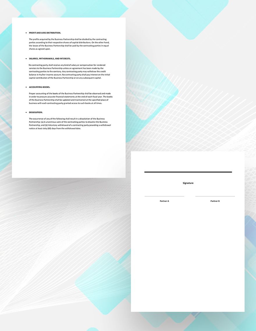 Partnership Contract Template - Google Docs, Word, Apple Pages, PDF ...
