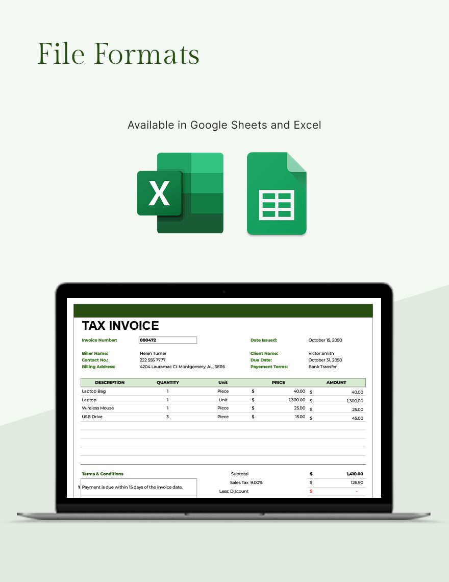 Tax Invoice Format - Google Sheets, Excel | Template.net