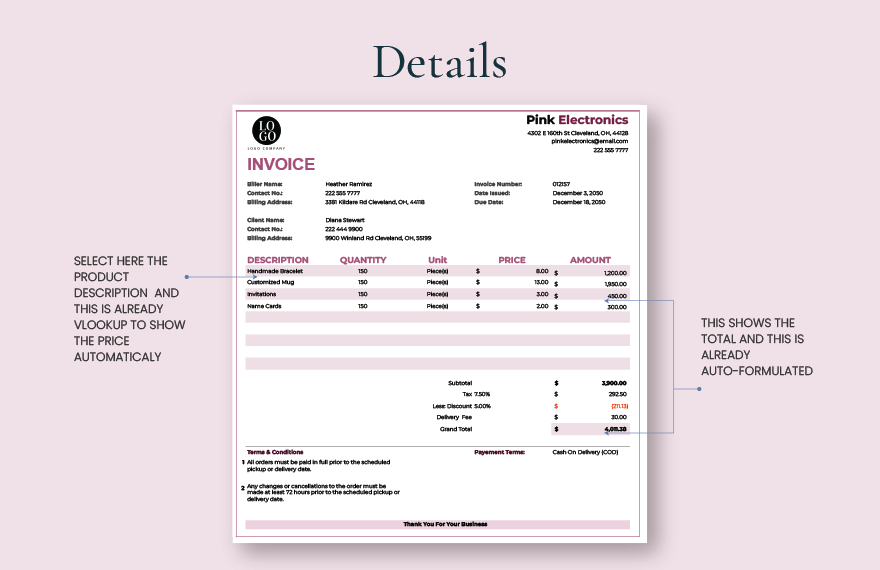 Personal Invoice Template - Download in Excel, Google Sheets | Template.net