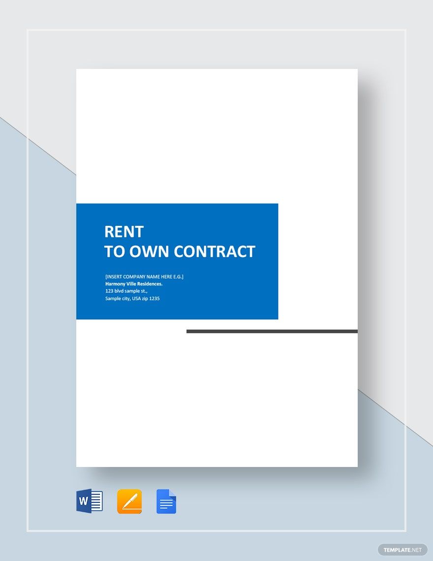 Rent To Own Home Contract Template Download In Word Google Docs 
