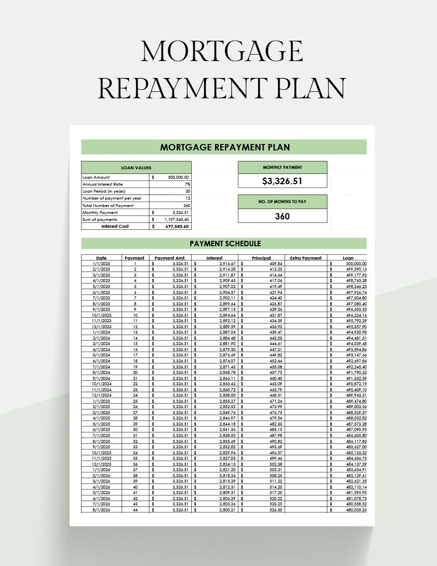 Mortgage Excel Templates In Excel FREE Download Template