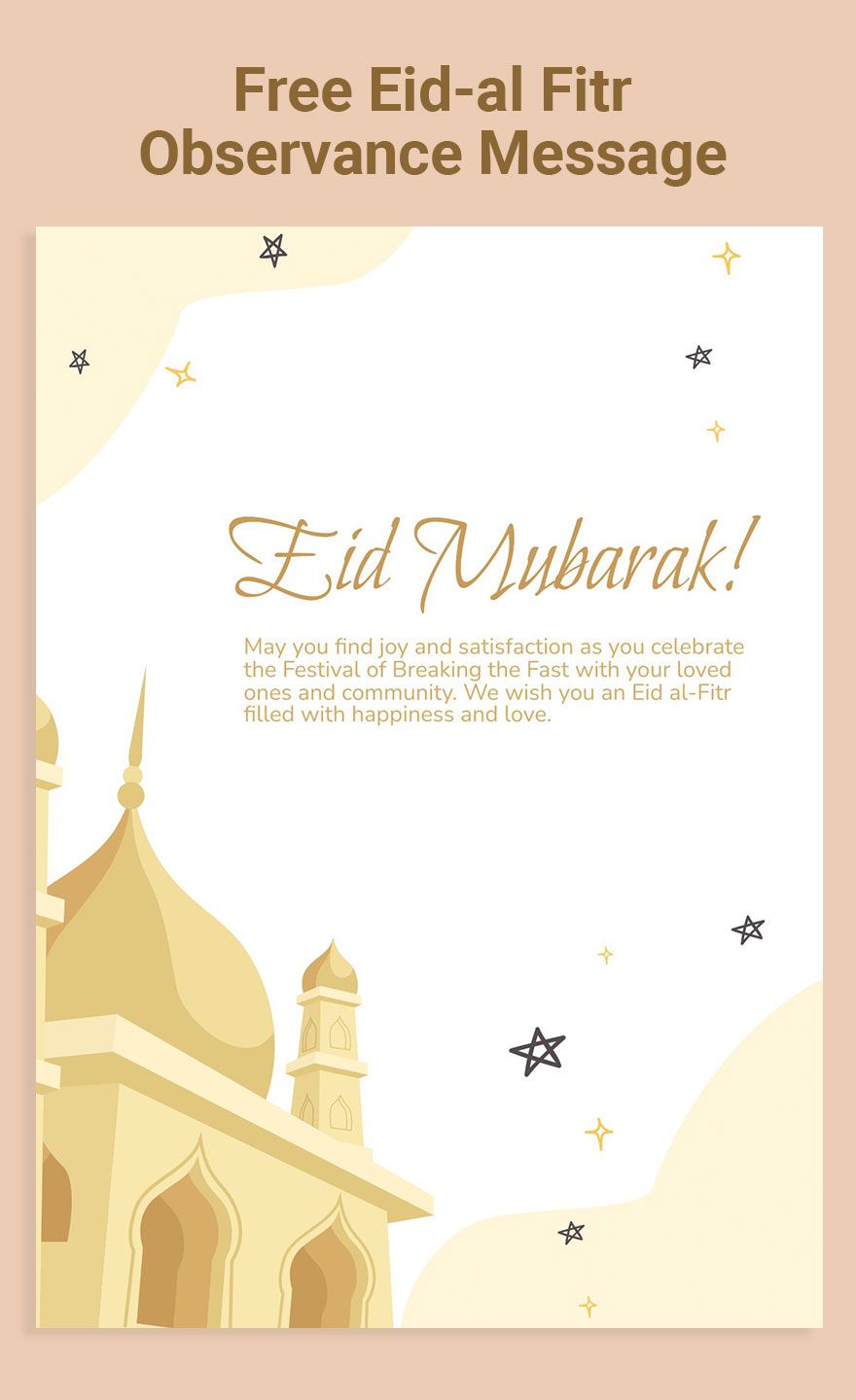 Eid Al Fitr Observance Message In EPS Illustrator JPG Word PSD PNG