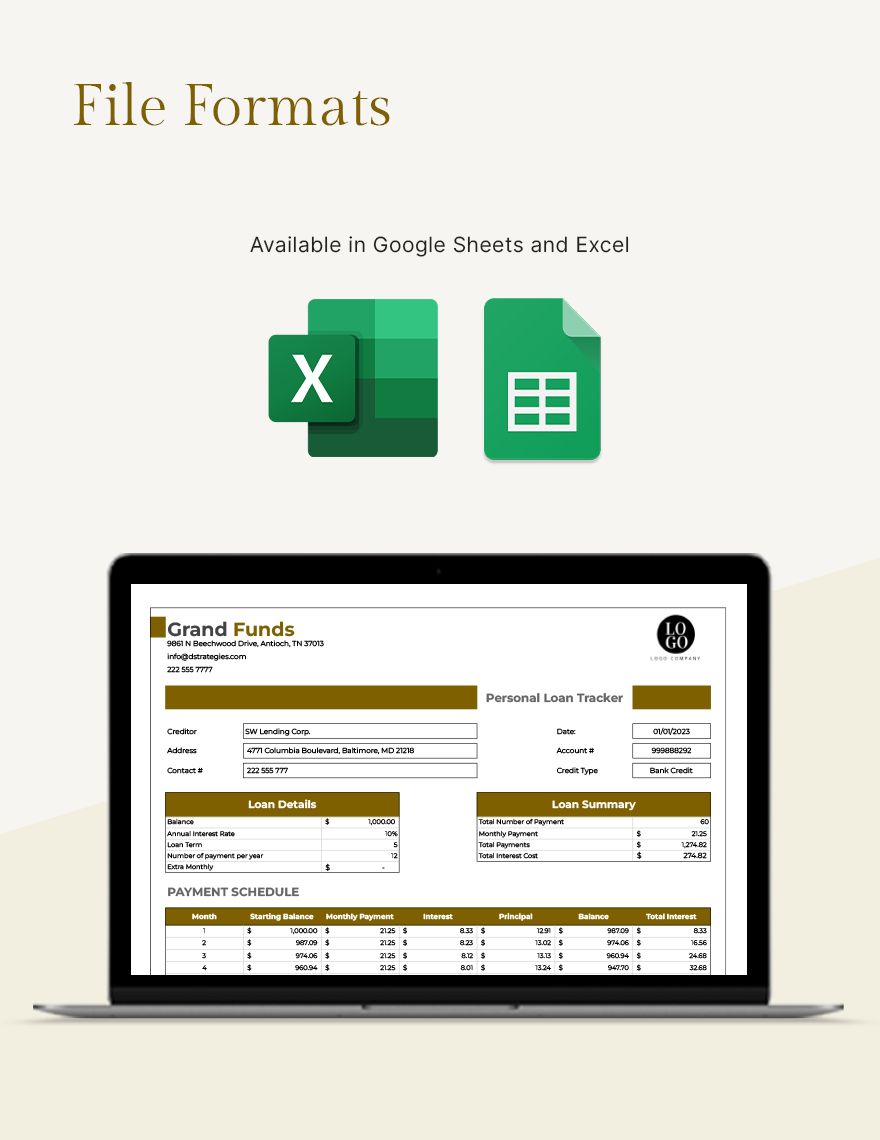 Personal Loan Tracker - Google Sheets, Excel | Template.net