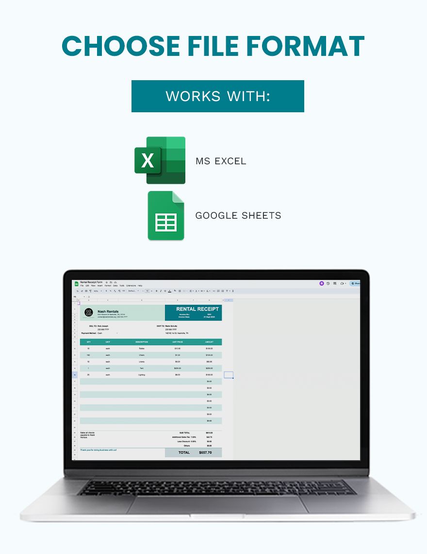 Free Rental Receipt Form - Download in Excel, Google Sheets | Template.net