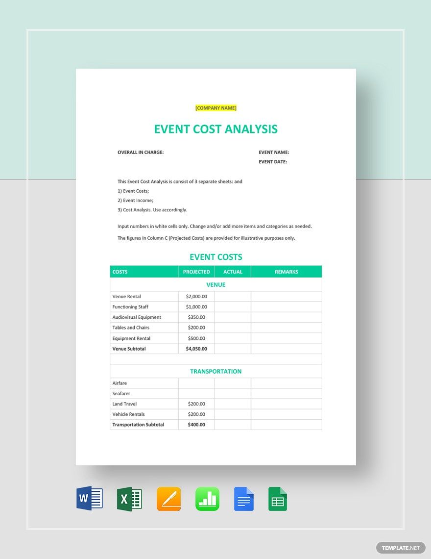 Event Cost Analysis Template Download In Word Google Docs Excel Event Cost Analysis Template Download In Word Google Docs Excel