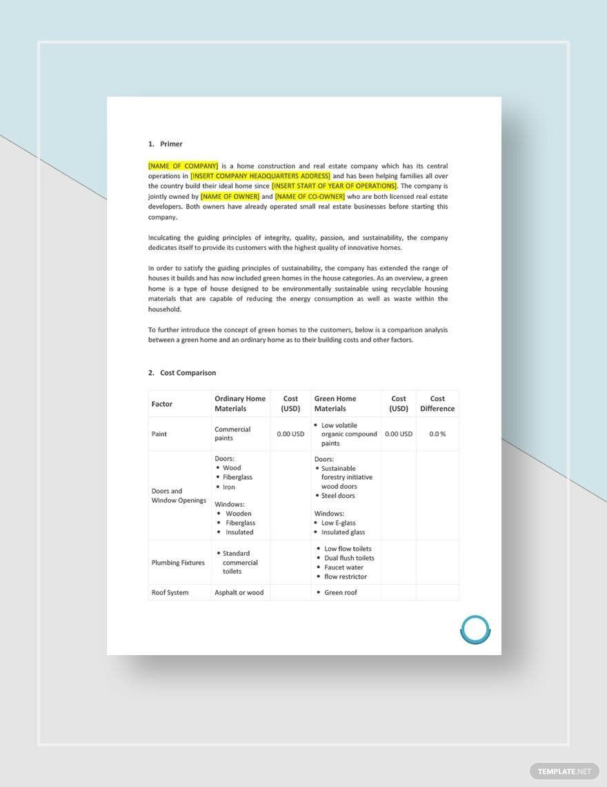 Cost Comparison Analysis Template Google Docs Word Apple Pages 