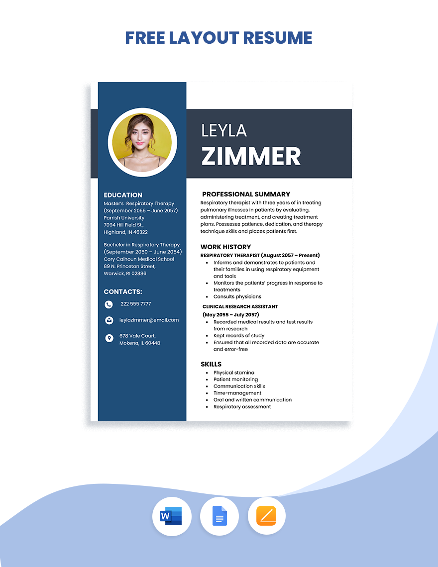 Free Resume Layout Template Download In Word Google Docs PDF 