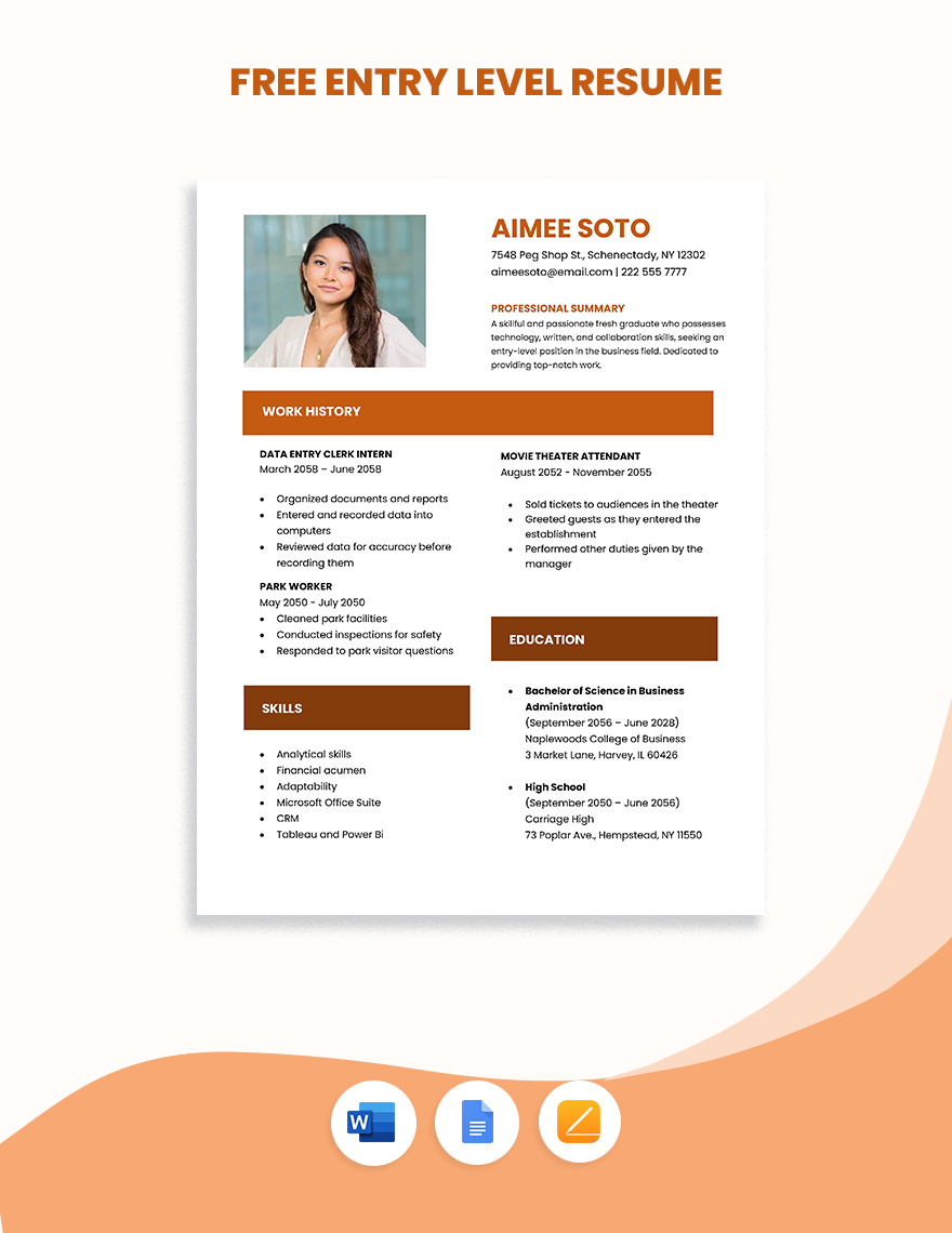 Entry Level Resume Template In Word Download Template
