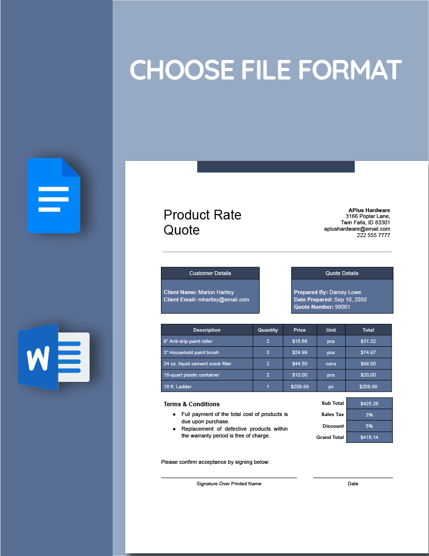 Rate Quotation Template - Download in Word, Google Docs | Template.net