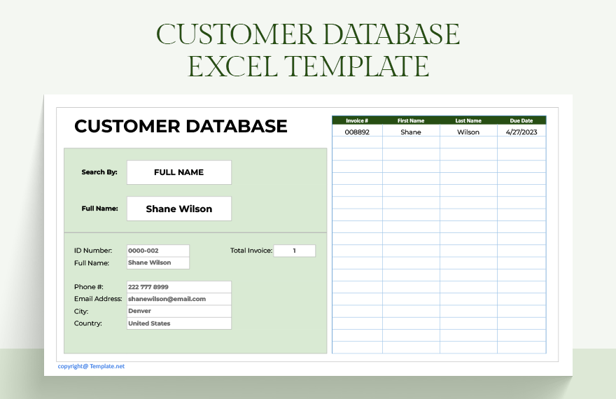 Customer Database Excel Template Download In Excel Google Sheets 
