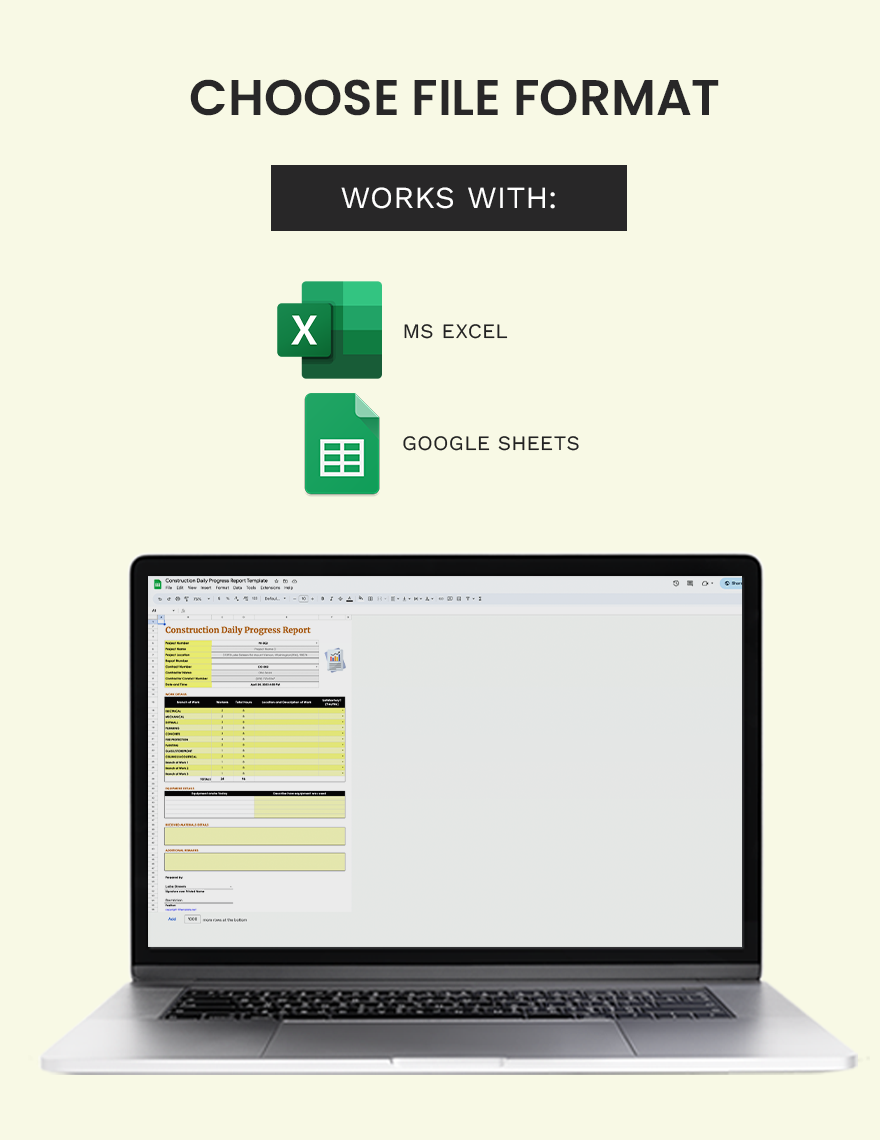 Construction Daily Progress Report Template - Google Sheets, Excel ...