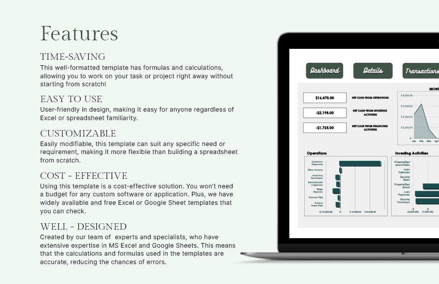 Cash Flow Statement Template - Download in Excel, Google Sheets ...