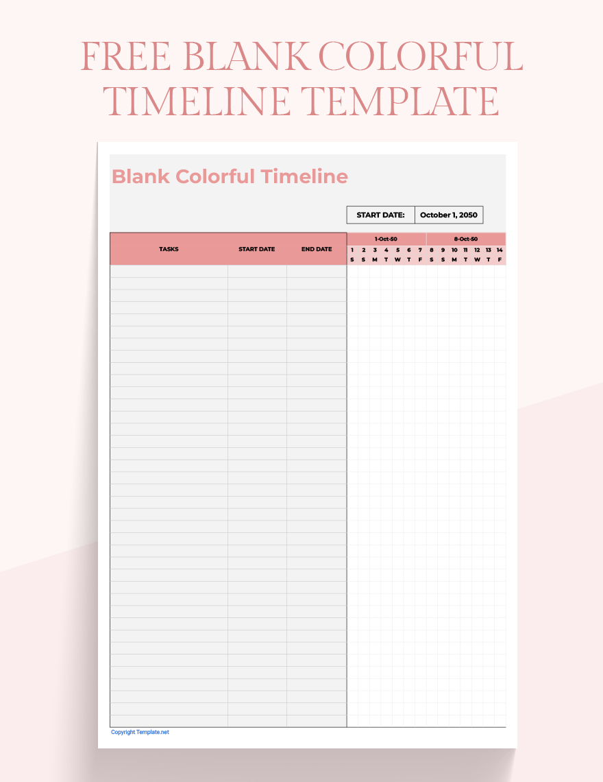 Free Blank Colorful Timeline Template Google Sheets Excel Template