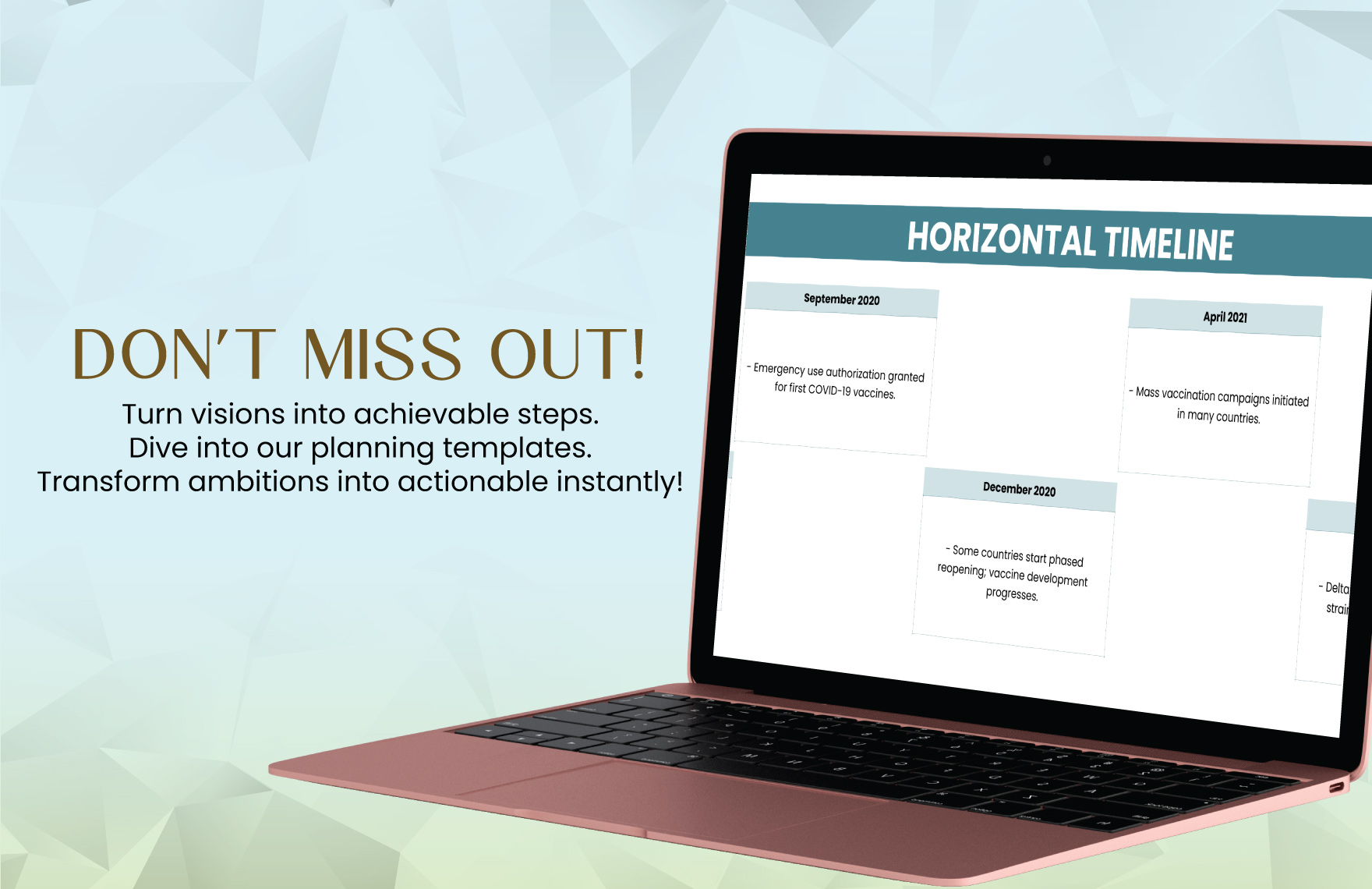 Horizontal Timeline Template in Excel, Google Sheets - Download ...