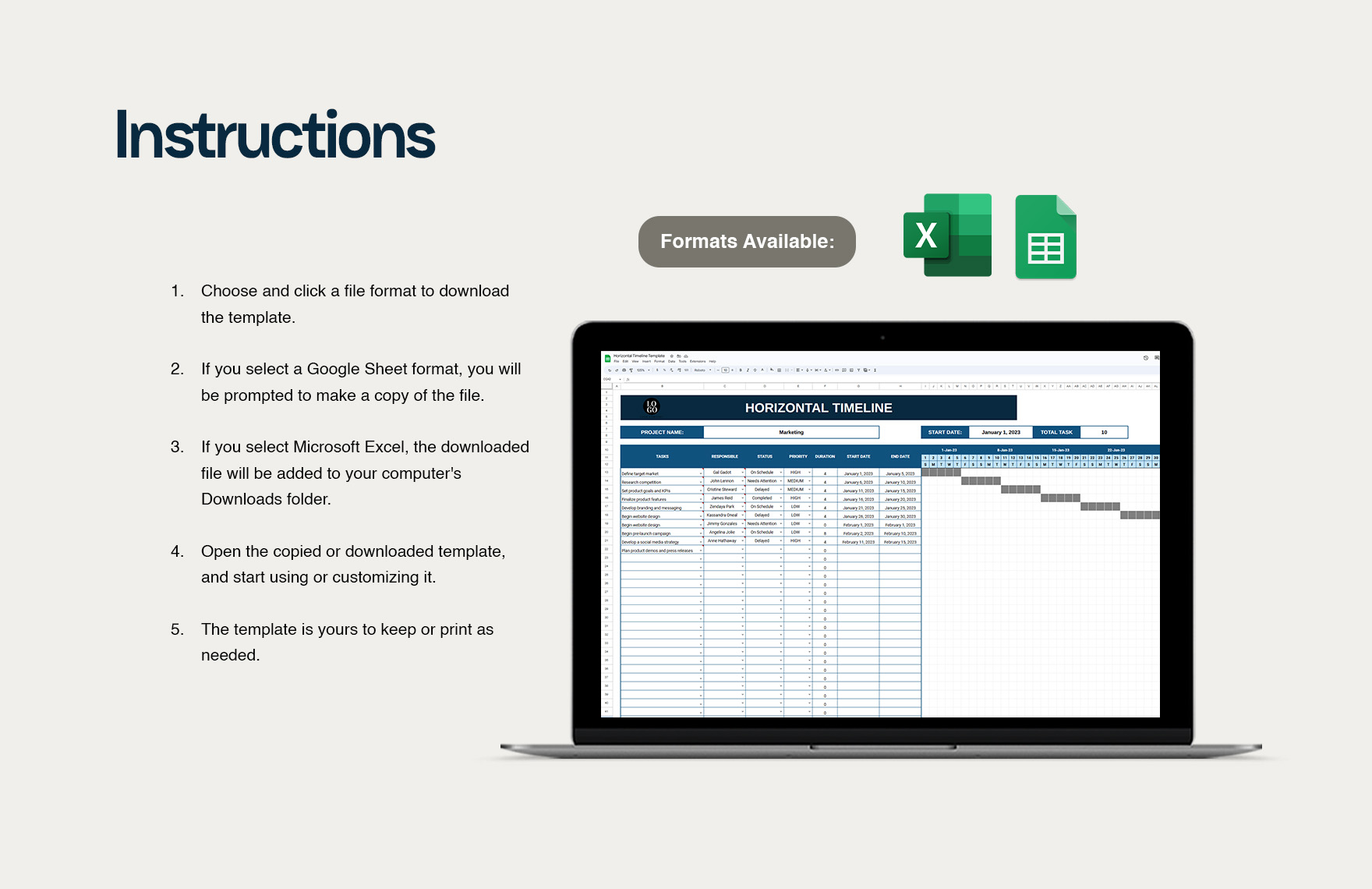 Horizontal Timeline Template - Download in Excel, Google Sheets | Template.net