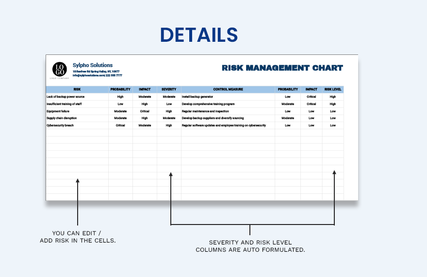 Free Risk Management Chart Template - Google Docs, Excel | Template.net