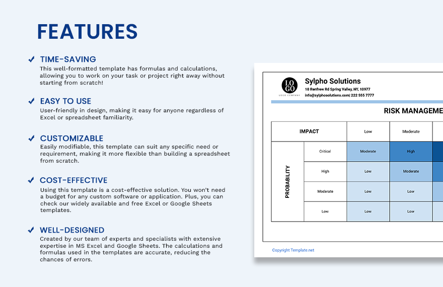 Free Risk Management Chart Template - Google Docs, Excel | Template.net