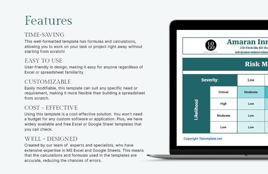 Risk Assessment Chart Template in Excel, Google Sheets - Download ...