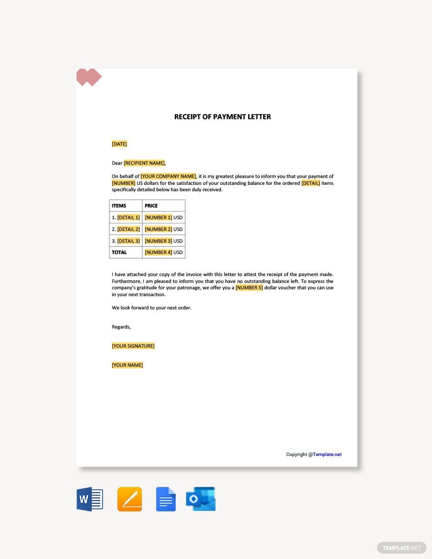 Receipt Of Payment Letter Download In Word Google Docs PDF Apple 