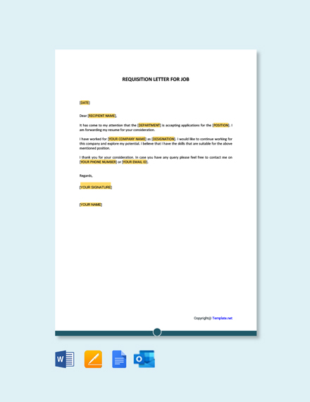 Requisition Letter for Job Template - Google Docs, Word | Template.net