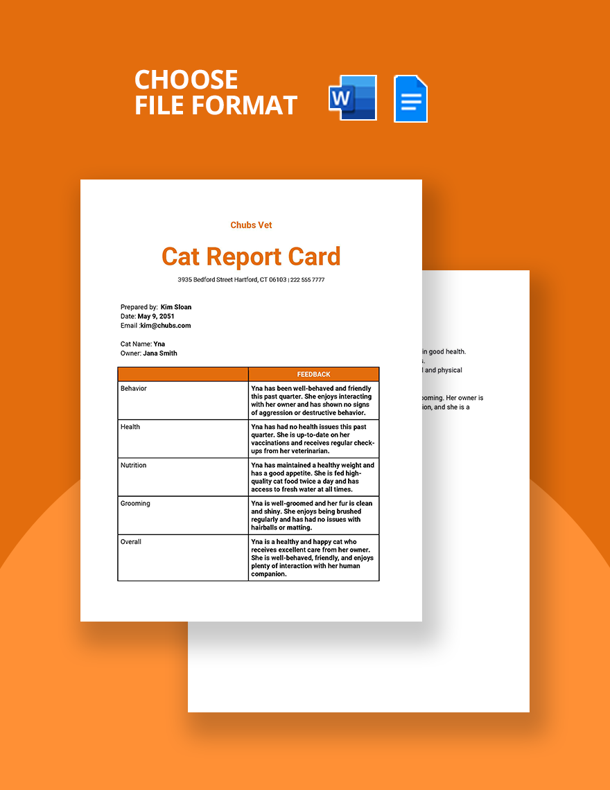 Cat Report Card Template - Word | Template.net