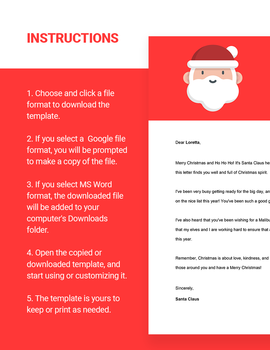 Letter From Santa Template - Google Docs, Word | Template.net
