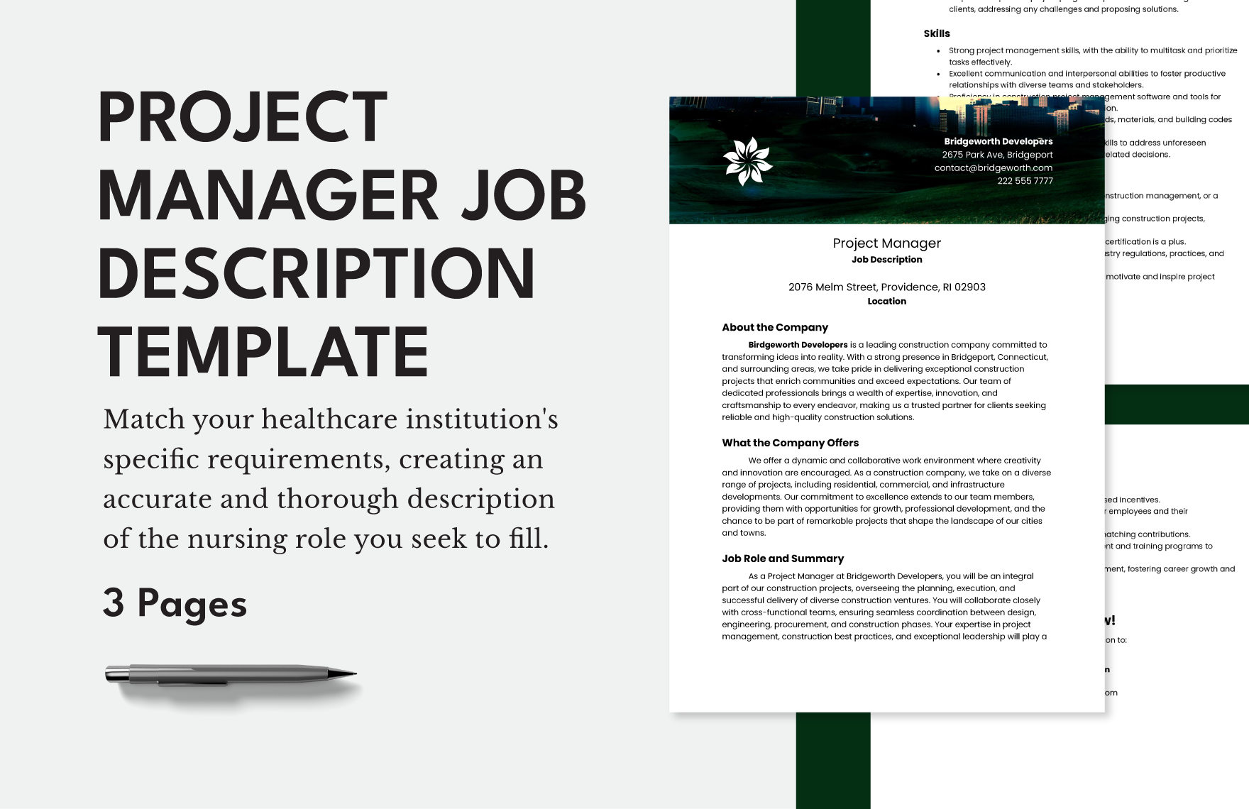 Project Manager Job Description Template Download In Word Google 