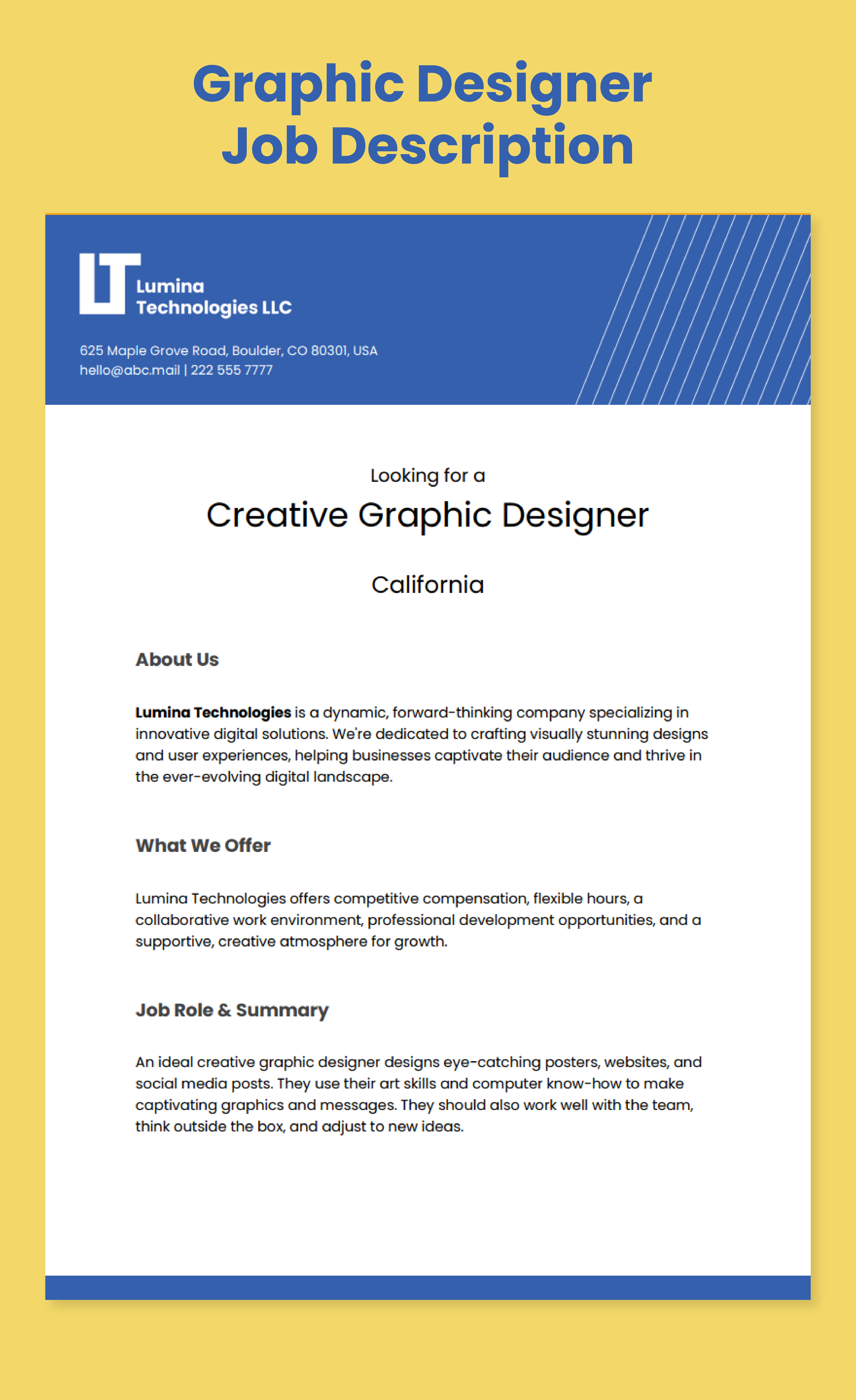 Graphic Designer Job Description Template Google Docs Word Template
