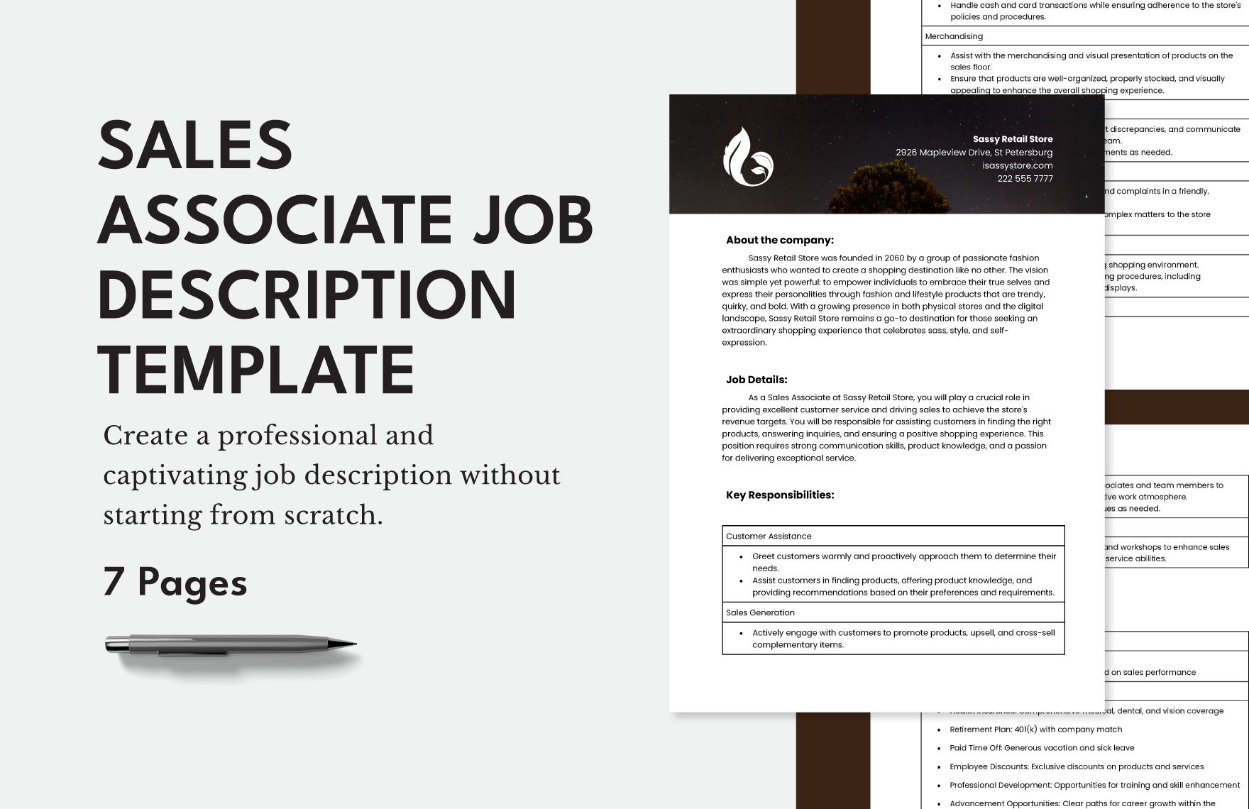 Sales Associate Job Description Template Download In Word Google Docs PDF Template