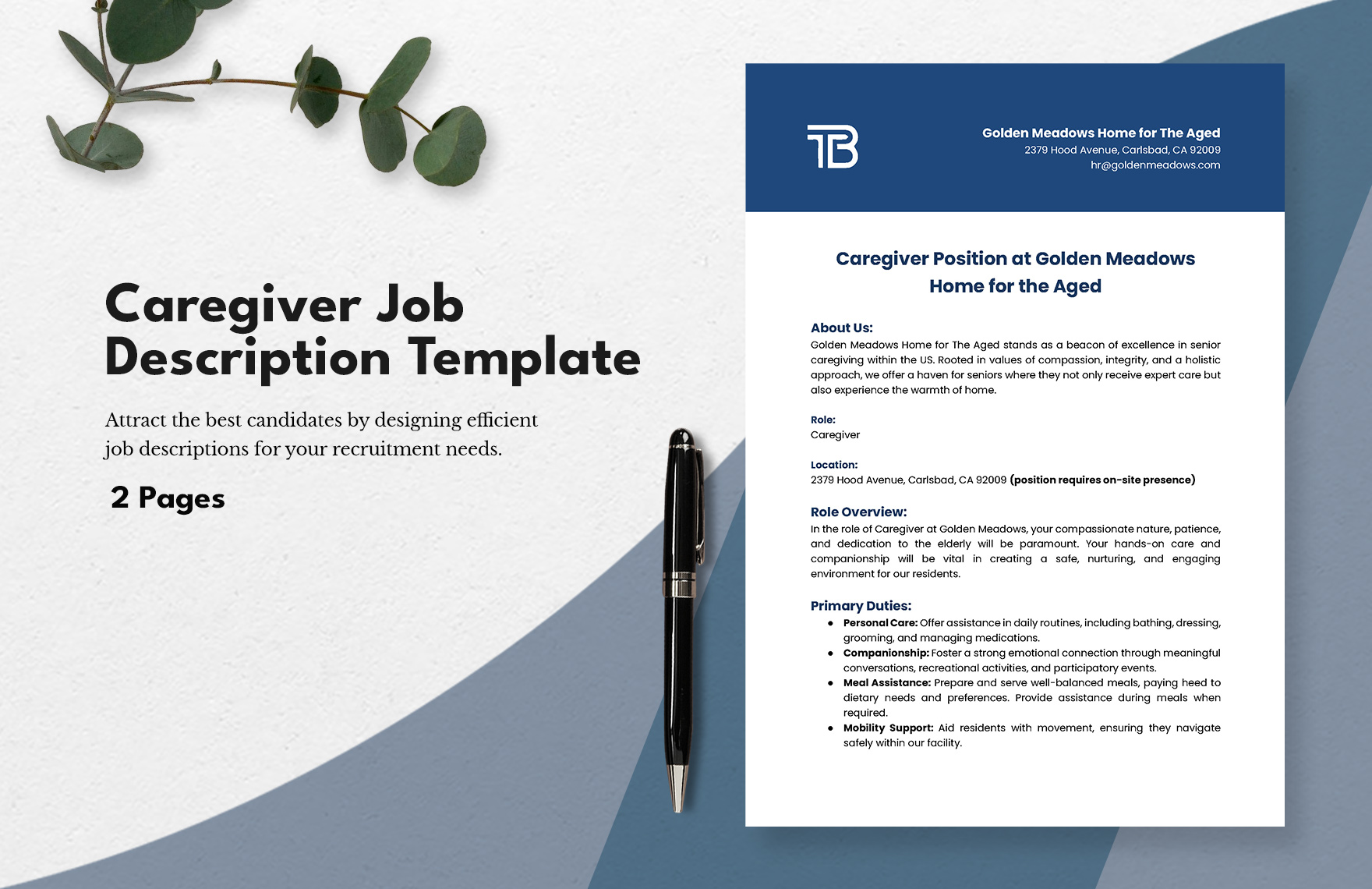 Caregiver Job Description Template Download In Word Google Docs PDF 