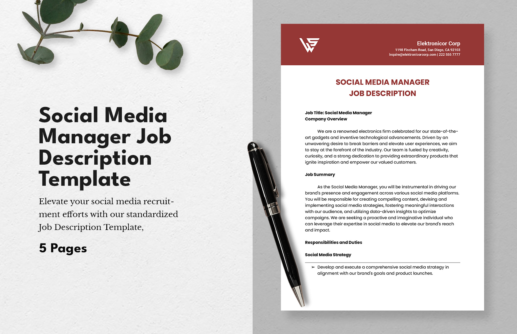Social Media Manager Job Description Template Download In Word 
