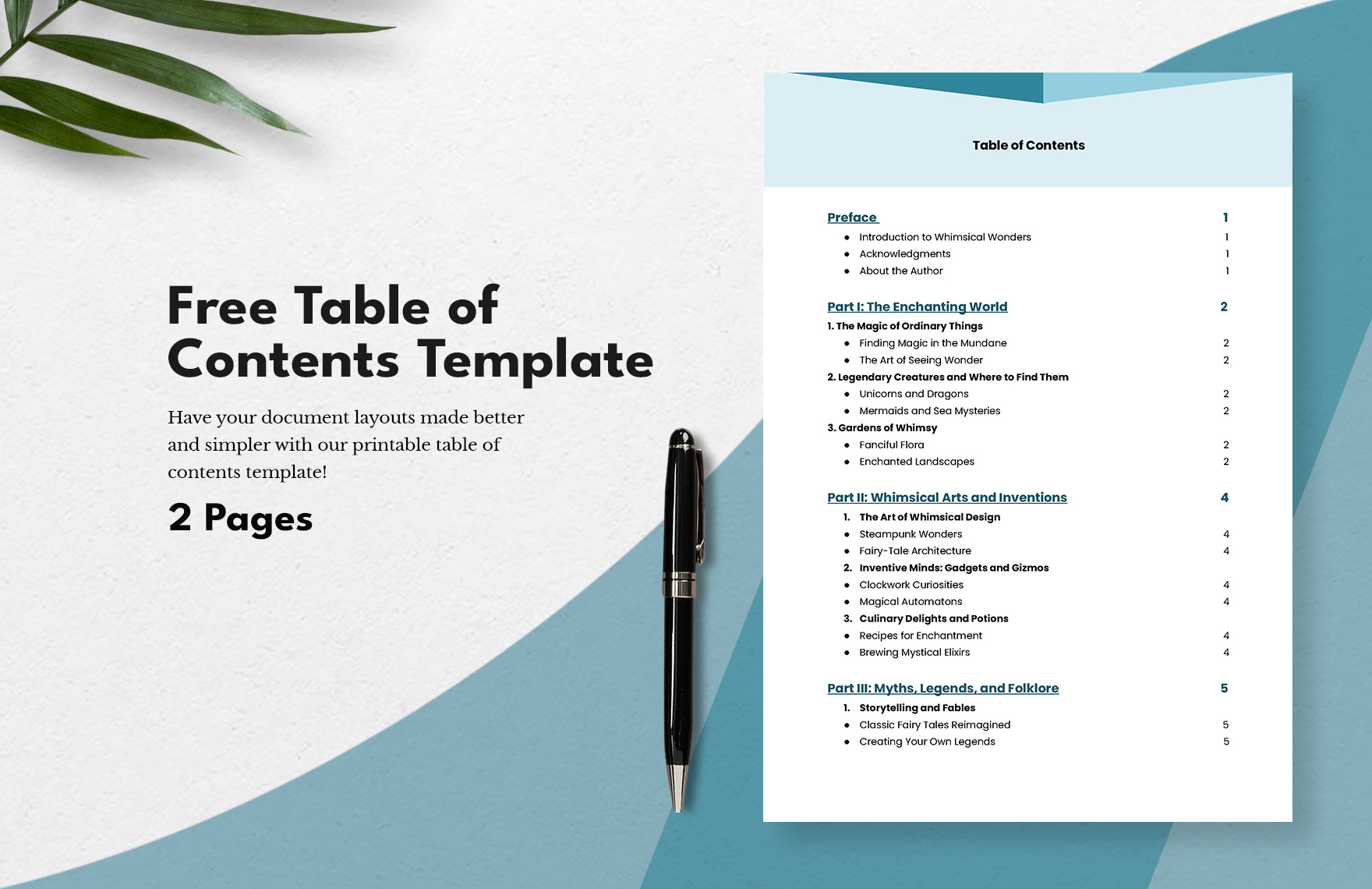Free Table Of Contents Template Download In Word Google Docs PDF