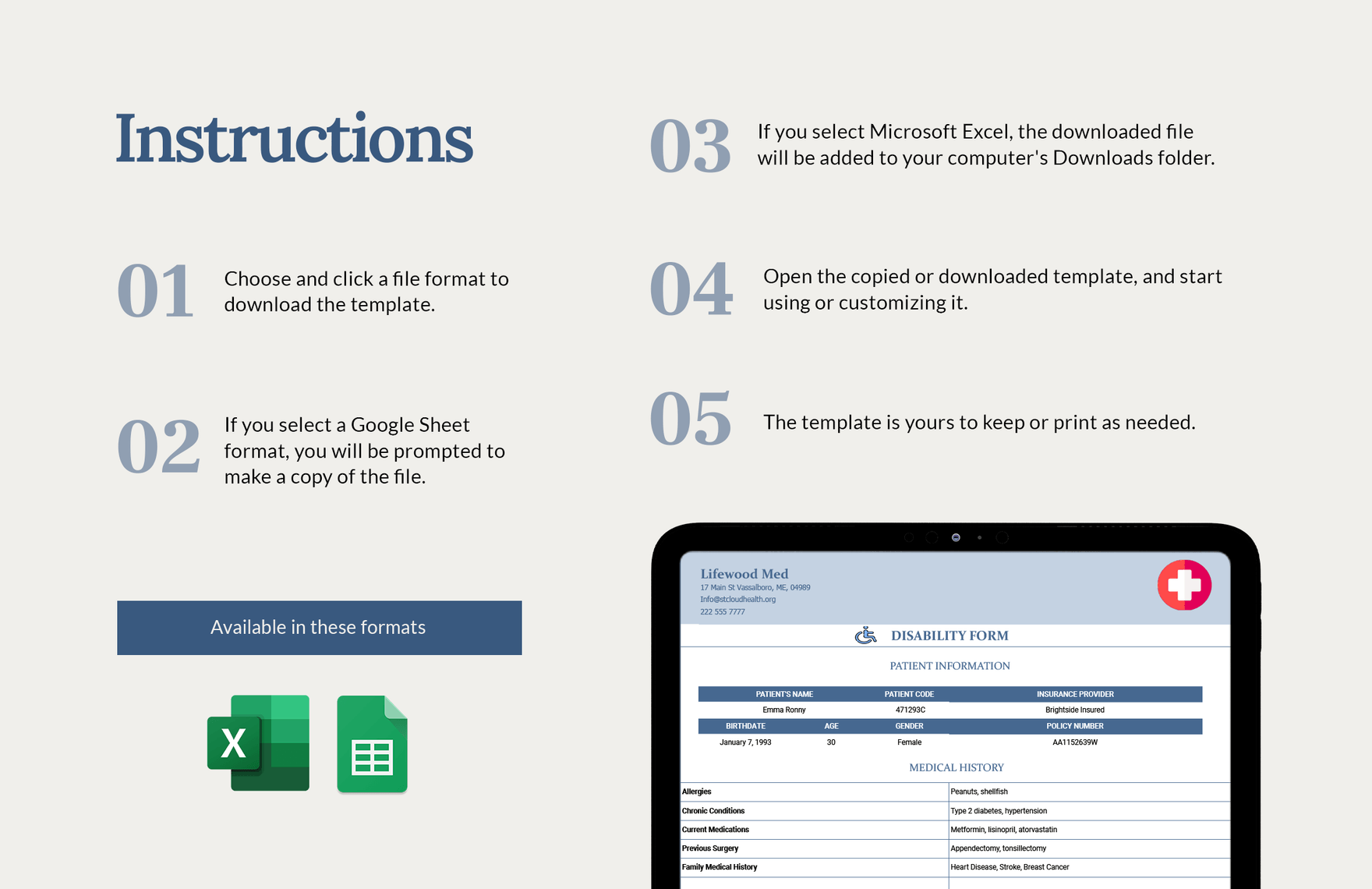 Disability Form Template - Download in Excel, Google Sheets | Template.net